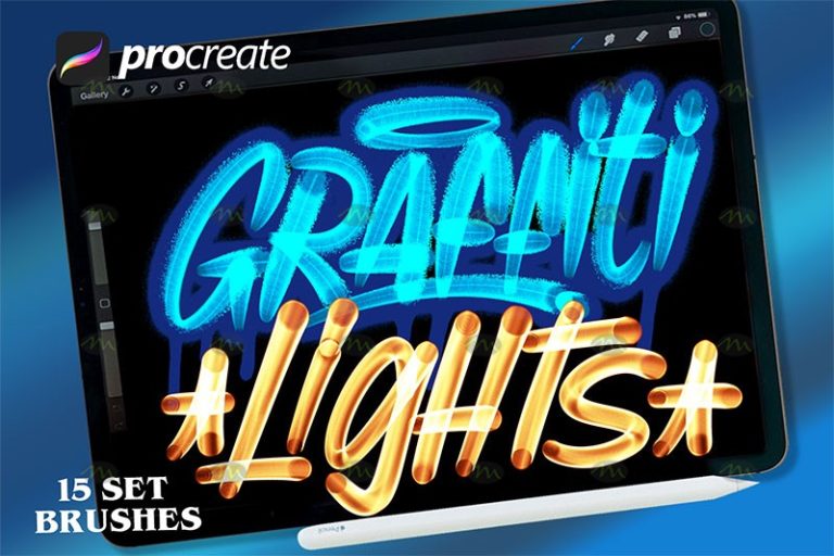 Free download Procreate neon light effect graffiti brushes - Procreate brushes