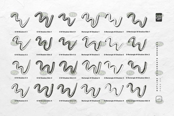 Free Download 120 Three Dimensional Outline Effect Procreate Font Brushes Procreate Brushes