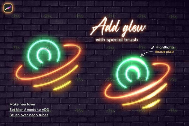 Free download 30 neon effect Procreate brushes - Procreate brushes