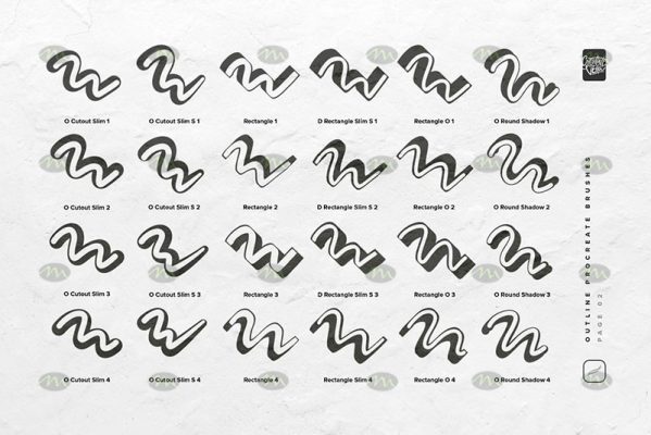 Free Download 120 Three Dimensional Outline Effect Procreate Font Brushes Procreate Brushes