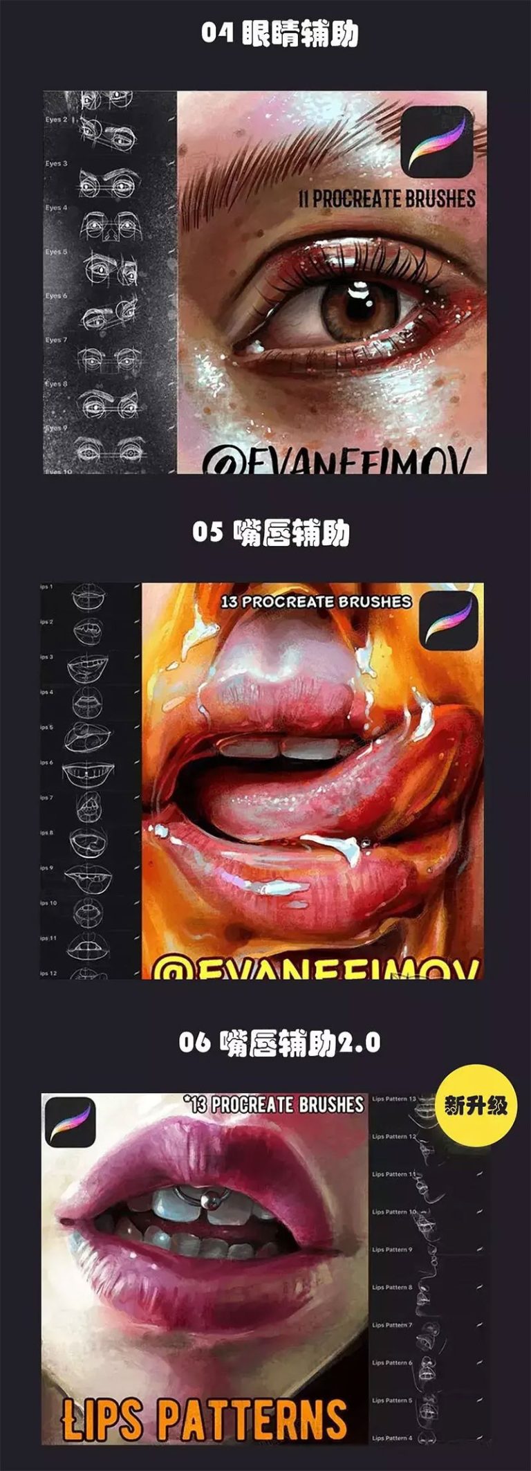 13 sets of portrait auxiliary line Procreate brushes Free download ...