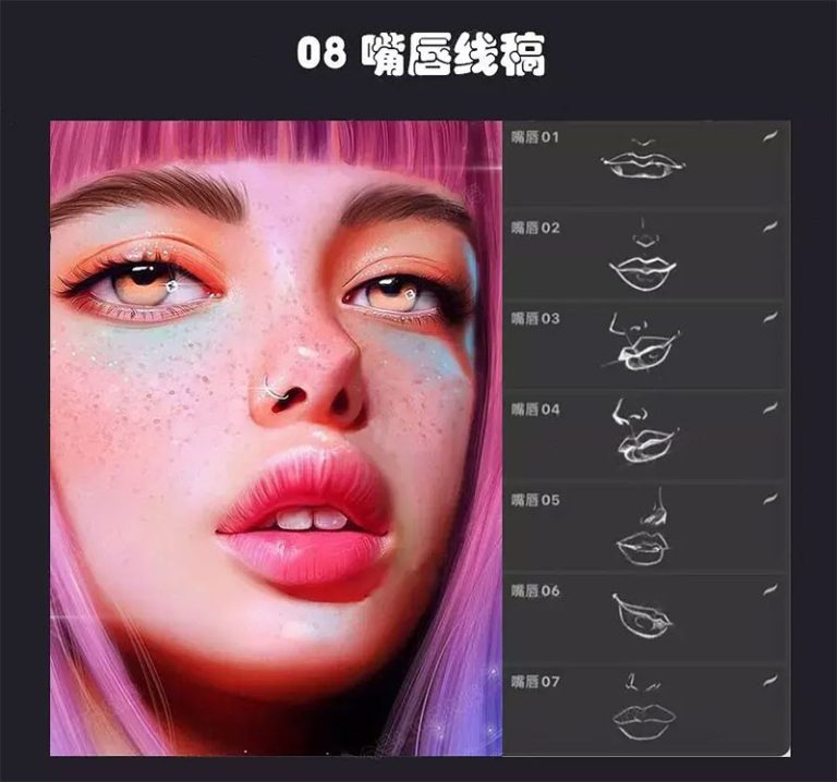 13 sets of portrait auxiliary line Procreate brushes Free download ...