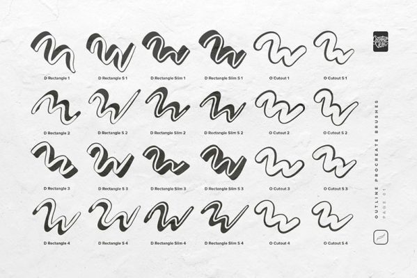120 Procreate Font Brushes with 3-D Outline Effect Free download ...