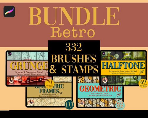 300+ Halftone Vintage Texture Procreate Brush Set Free download ...