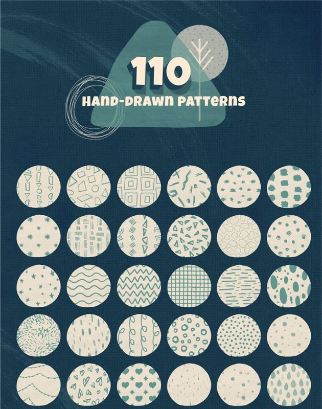 350+ Hand-Drawn Geometric Floral Patterns Procreate Brush Set Free ...