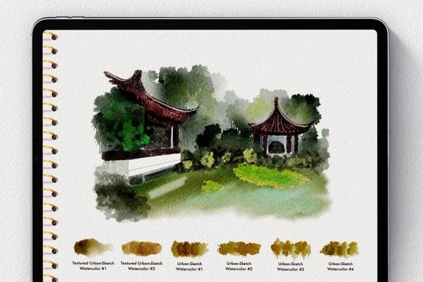 Outdoor Travel Watercolour Sketch Procreate Brush Free download ...