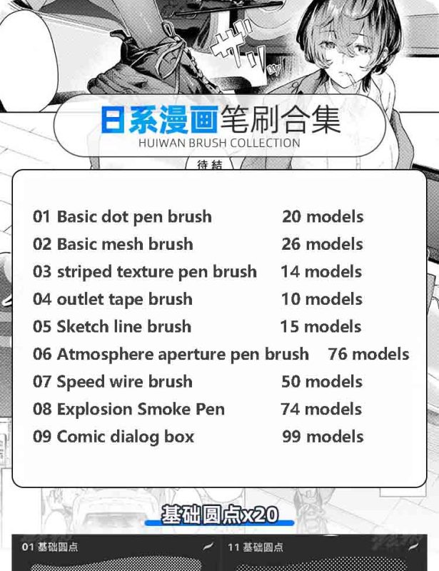 Manga Set procreate brushes Japanese black and white dots dialogues ...