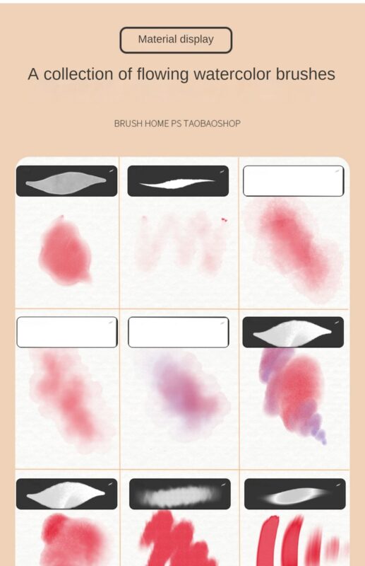 procreate watercolor brushes simulation realistic ink ipad hand drawing ...