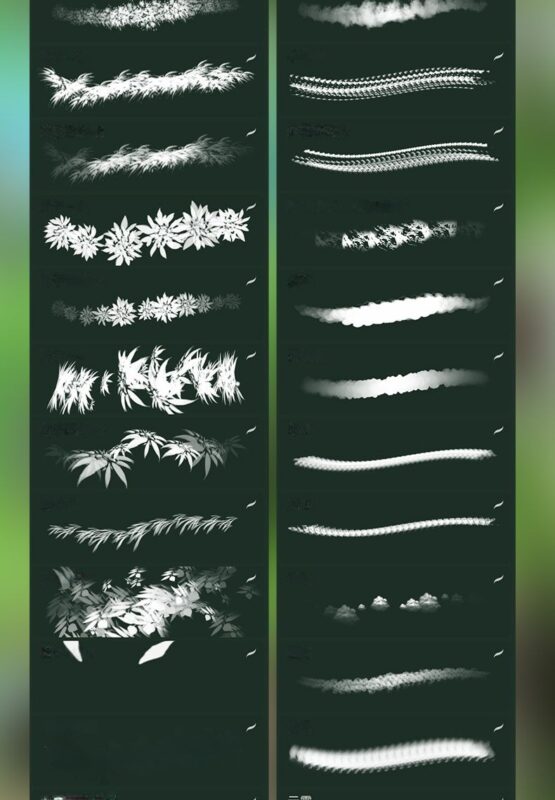 Illustration Landscape Brushes Set procreate Leaves Grass Rivers Liquid ...