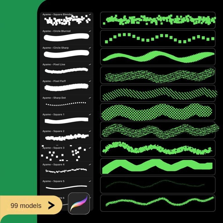 Pixel Style Procreate Brushes Vintage Hand Painted Tetris Mosaic ...