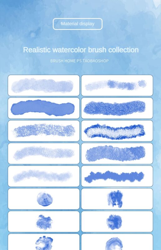 procreate watercolor brushes realistic water marks texture photoshop ...