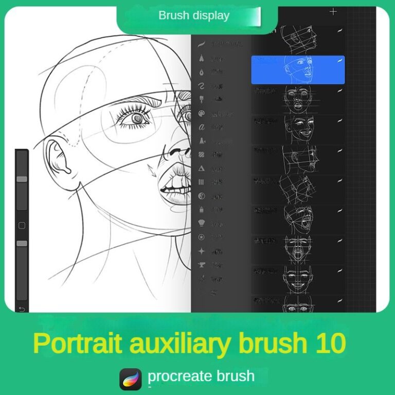 procreate brushes portrait face multi expression auxiliary line iPad painting thick paint zero ...
