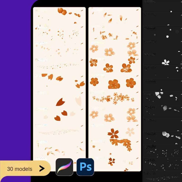 Procreate Brushes Photoshop Brushes Romantic Petals Falling Flowers ...