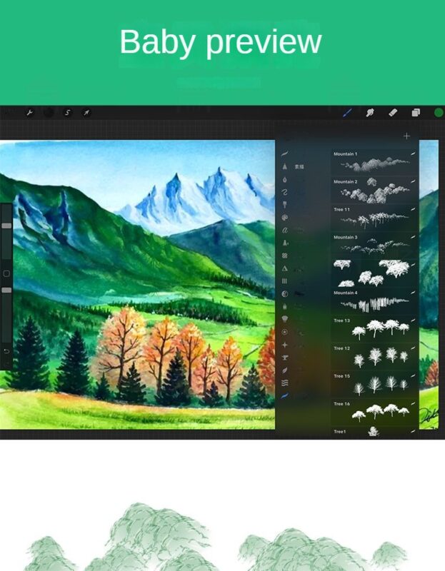Procreate Brushes Trees Hills Gardens Woods Mountains Brushstrokes Ipad