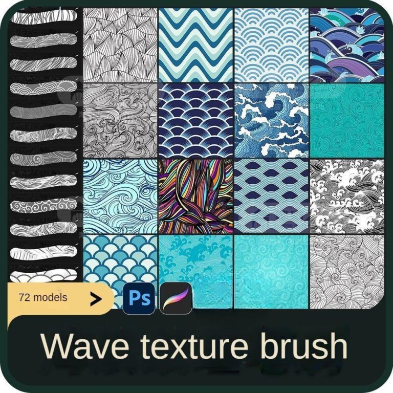 Procreate Brushes Ancient Style Wave Pattern Chinese Wave Line Texture