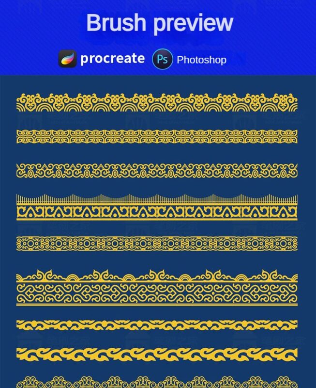 procreate brushes Photoshop antique Chinese vintage palace eave lace ...
