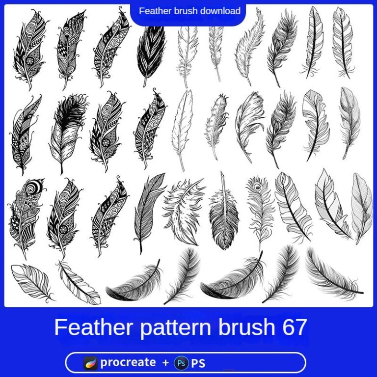Procreate Brushes Photoshop Animal Feather Patterns Line Art Aesthetics ...