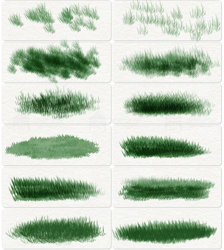 procreate brushes Photoshop Japanese grass and leaves hand-painted ...